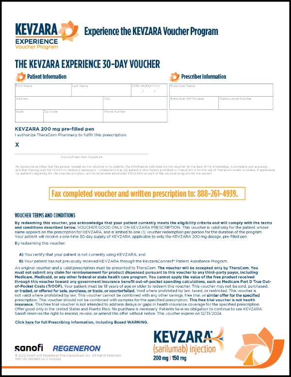 KevzaraConnect® | KEVZARA® (sarilumab) injection 200 mg