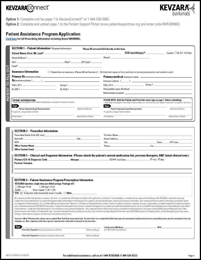 KevzaraConnect® Patient Support Program | KEVZARA® (sarilumab ...