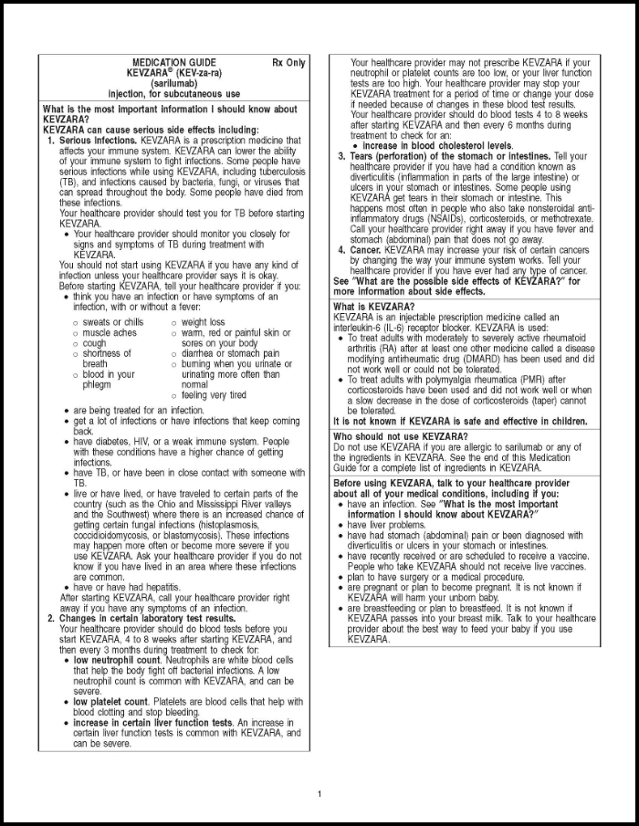 KEVZARA® Resources | KEVZARA® (sarilumab) injection 200 mg