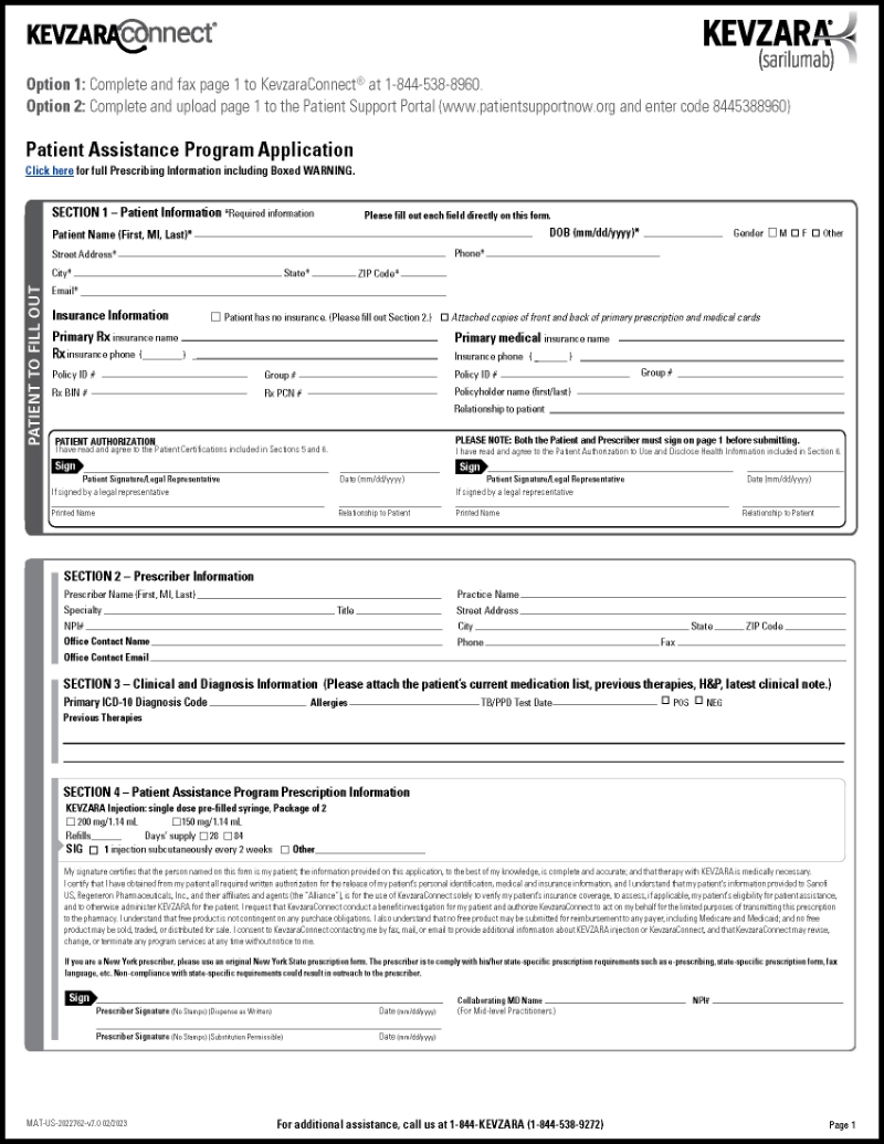 KevzaraConnect® Patient Support Program | KEVZARA® (sarilumab ...