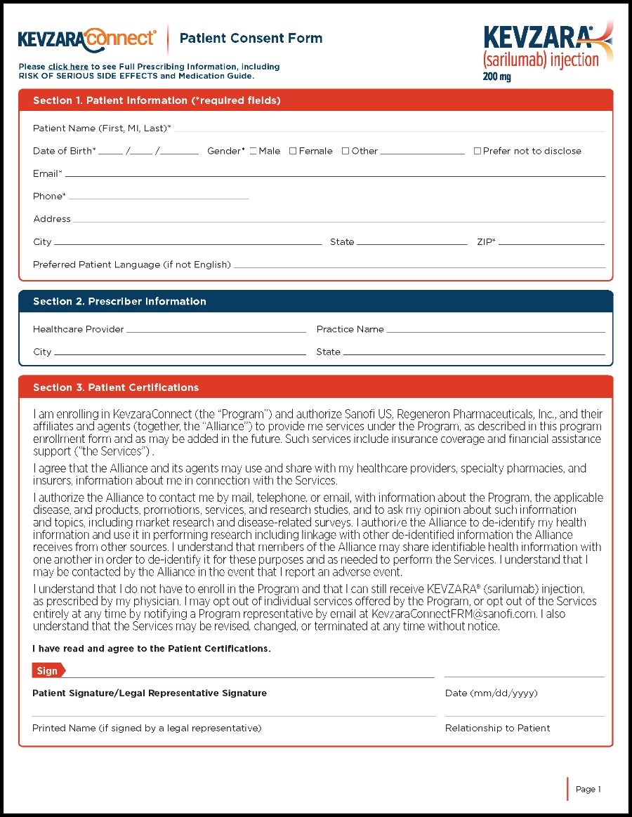 KEVZARA® Resources | KEVZARA® (sarilumab) injection 200 mg
